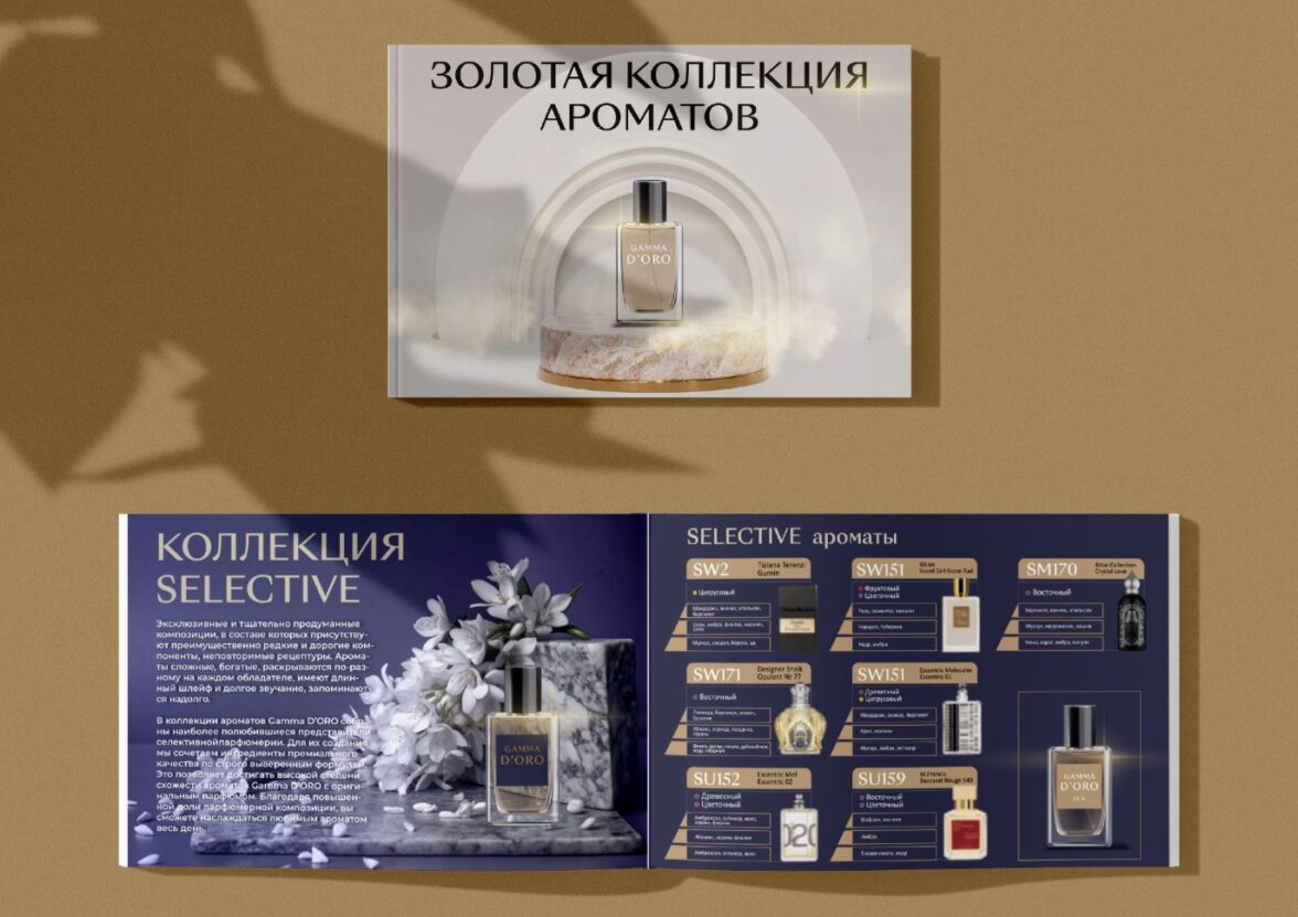 Фирменный стиль парфюмерной компании GAMMA D’ORO — Кейс брендингового агентства ZAMEDIA — ADPASS